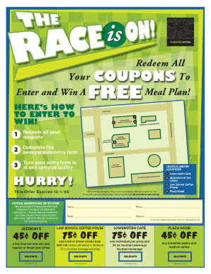 Fillable Online fordham Redeem all your coupons Turn your entry form in ...