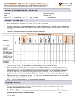 Fillable Online princeton Search Report Form - Princeton University ...