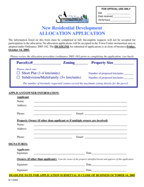 Fillable Online Allocation Application for New Residential Development Fax Email Print - pdfFiller