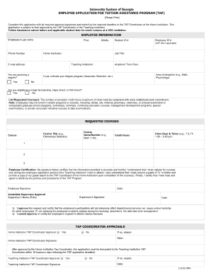 Fillable Online georgiahealth TAP application - Georgia Health Sciences ...