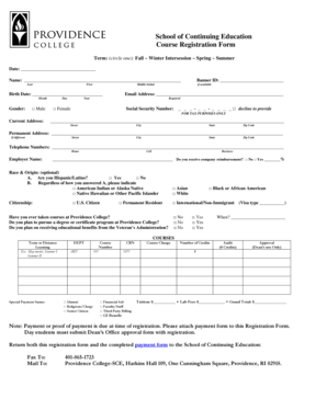 Fillable Online providence Courseregistrationformwithpayment ...