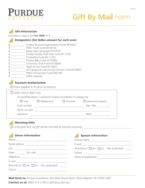 Fillable Online purdue PMOGiving Form - Purdue University - purdue Fax ...