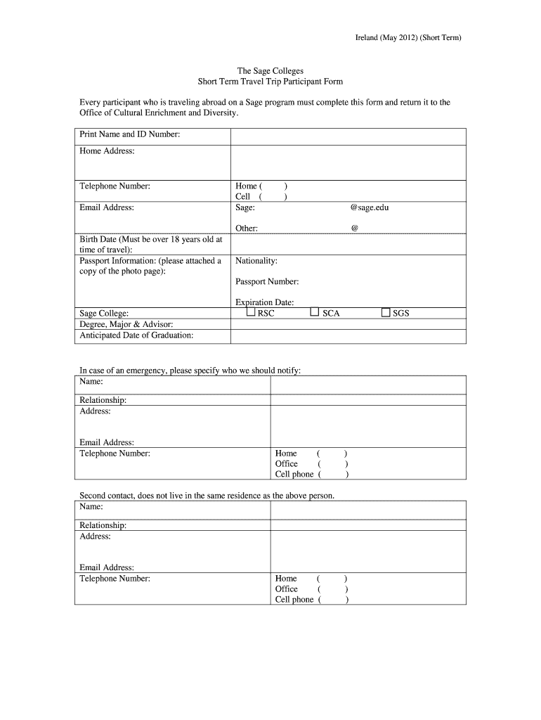 Fillable Online sage The Sage Colleges - sage Fax Email Print - pdfFiller