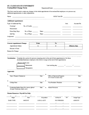 Fillable Online stcloudstate ST. CLOUD STATE UNIVERSITY Unclassified Change Form - stcloudstate ...