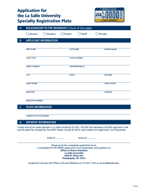 Fillable Online lasalle Application for the La Salle University ...