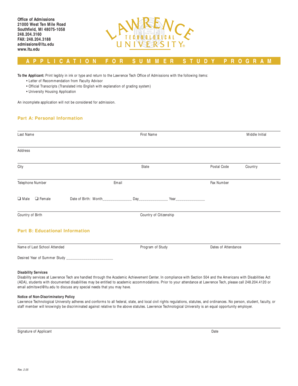 Fillable Online ltu Global Engineering Application form - Lawrence ...