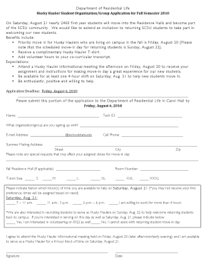 Fillable Online stcloudstate Department of Residential Life Husky ...