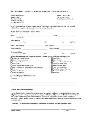 Fillable Online slu POST-RESIDENCY CERTIFICATION FORM FOR PRIMARY CARE ...