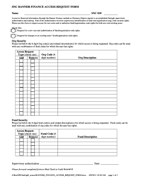Fillable Online Finance Access Request Form Fax Email Print - pdfFiller