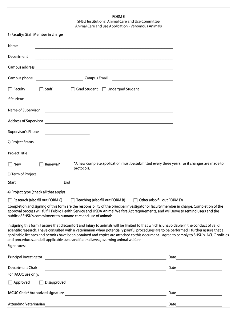 Fillable Online IACUC Application for Venomous Animals Fax Email Print - pdfFiller