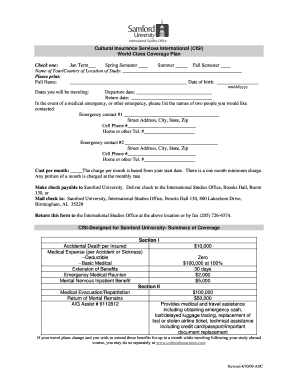 Fillable Online samford Cultural Insurance Services International (CISI ...