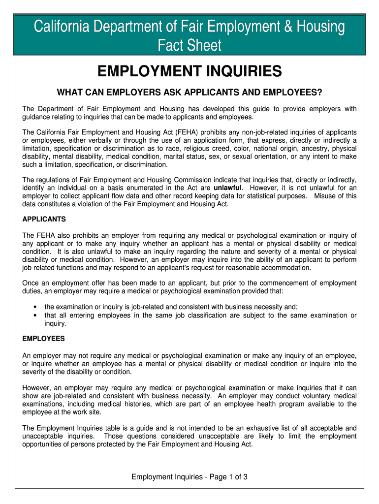 California Department of Fair Employment and Housing: Fill out & sign ...