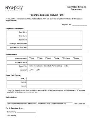 Fillable Online poly Information Systems Department Telephone Extension ...