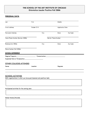 Fillable Online saic RESIDENT ADVISOR APPLICATION - The Art Institute ...