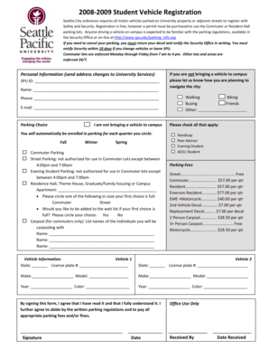 Fillable Online spu 2008-2009 Student Vehicle Registration - Seattle ...