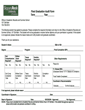 Fillable Online sru Final Graduation Audit Form - sru Fax Email Print ...