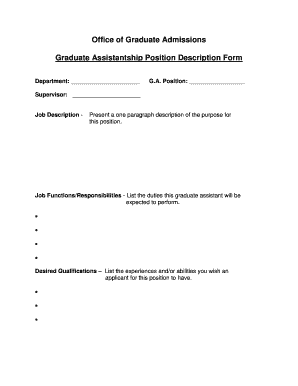 Fillable Online sru Graduate Assistantship Job Description Form - sru Fax Email Print - pdfFiller