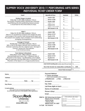 Fillable Online sru Individual Order Form - Slippery Rock University ...