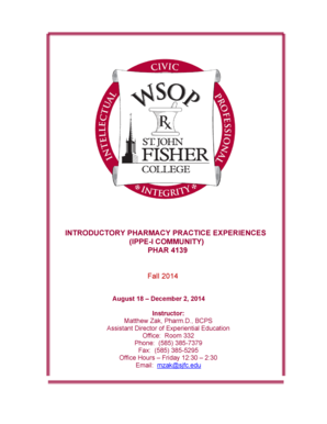 Fillable Online IPPE-I Community Pharmacy Rotation Manual Fax Email Print - pdfFiller