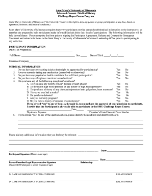 Fillable Online smumn Informed Consent / Medical History Form - Saint ...