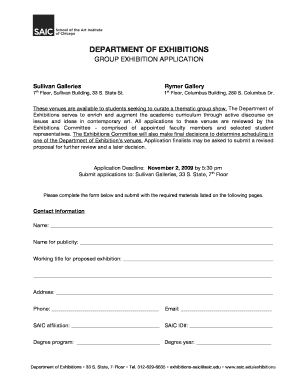 Fillable Online Group Exhibition Application for Student Curators Fax ...