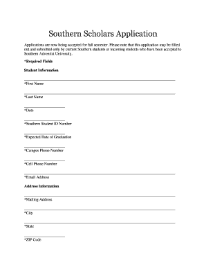 Fillable Online Southern Scholars Application - Southern Adventist ...