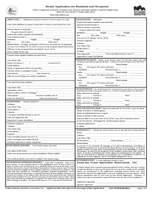 Fillable Online Rental Application for Residents and Occupants Fax ...