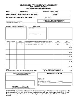 Fillable Online spsu 2 page DR Form - Southern Polytechnic State ...