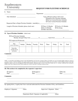 Fillable Online southwestern Request for Flextime Schedule Form (pdf ...