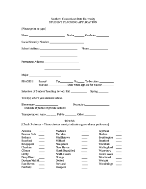 Fillable Online southernct ST form - Southern Connecticut State ...