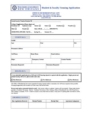 Fillable Online Student & Faculty Housing Application Fax Email Print ...
