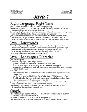 Fillable Online stanford Java 1 - stanford Fax Email Print - pdfFiller