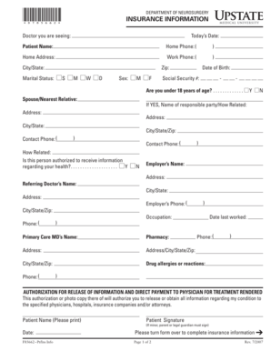 Fillable Online upstate Patient Information - upstate Fax Email Print - pdfFiller