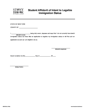 Fillable Online stonybrook Student Affidavit of Intent to Legalize ...