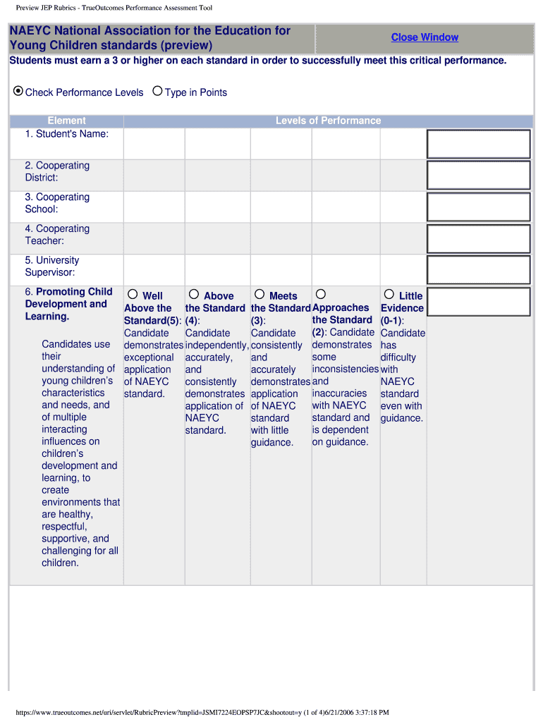 Fillable Online Performance Assessment Tool for Early Childhood Educators Fax Email Print ...