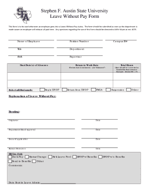 Fillable Online sfasu Stephen F. Austin State University Leave Without ...