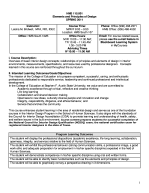 Fillable Online sfasu HMS 115.001 Elements and Principles of Design ...
