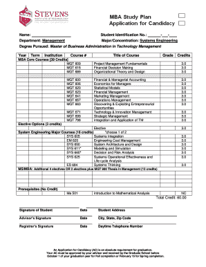 Fillable Online stevens Download MBA Systems Engineering Study Plan ...