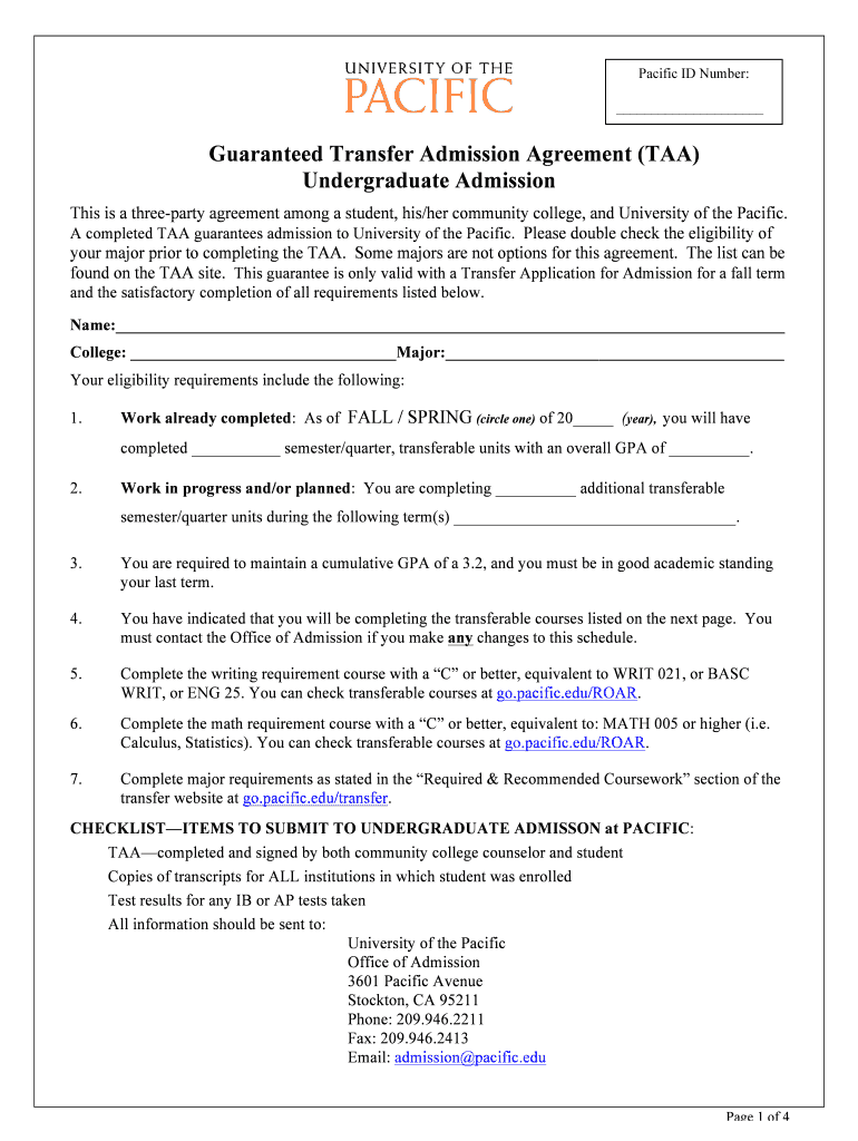 Fillable Online Undergraduate Admission Agreement Fax Email Print - pdfFiller