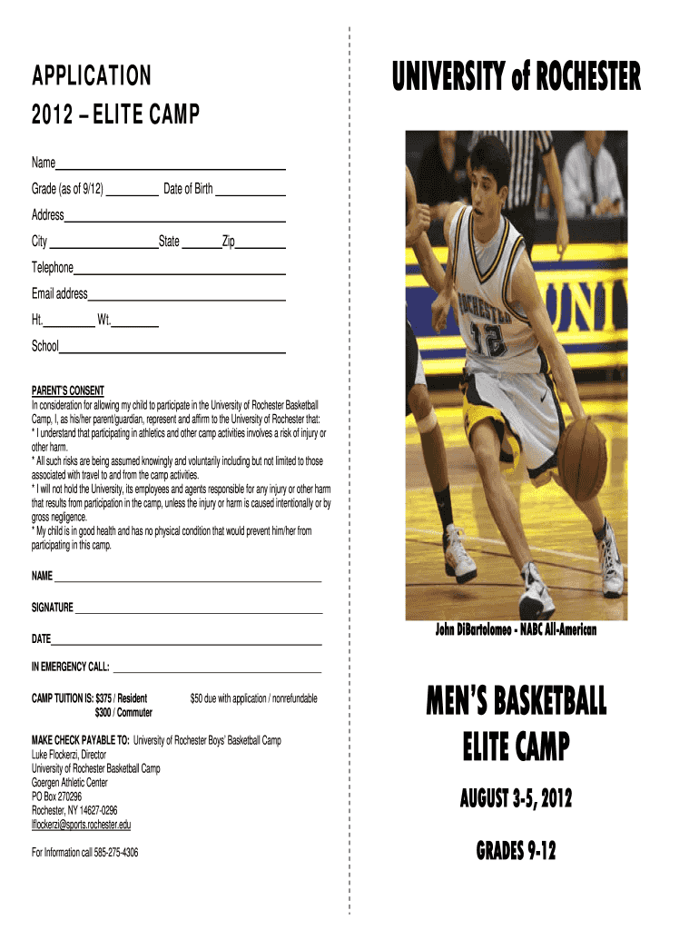 Fillable Online Men’s Basketball Elite Camp Application Fax Email Print ...