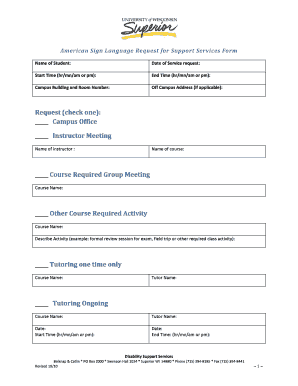 Fillable Online uwsuper ASL Service form Fax Email Print - pdfFiller
