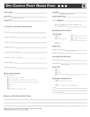 Fillable Online uww Off campus print order form - uww Fax Email Print ...