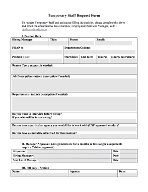 Fillable Online usfca Temporary Staff Request Forma - usfca Fax Email ...