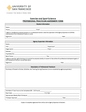 Fillable Online usfca Professional Practicum Agreement Form - usfca Fax Email Print - pdfFiller