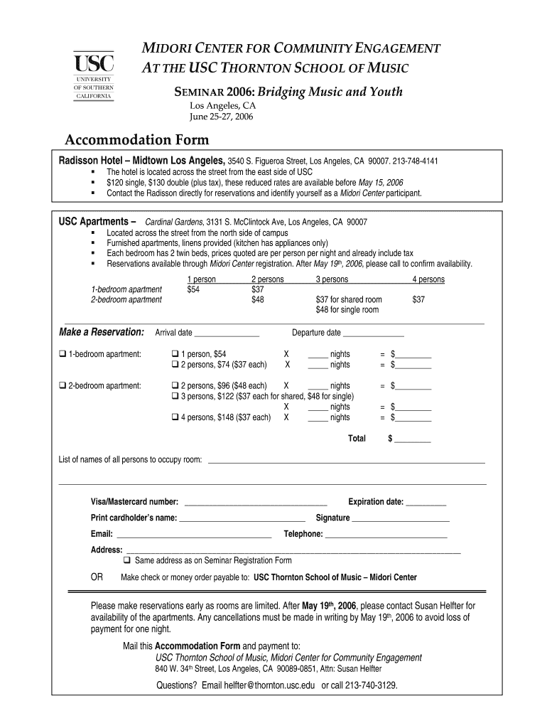 Fillable Online Midori Center Accommodation Form Fax Email Print ...