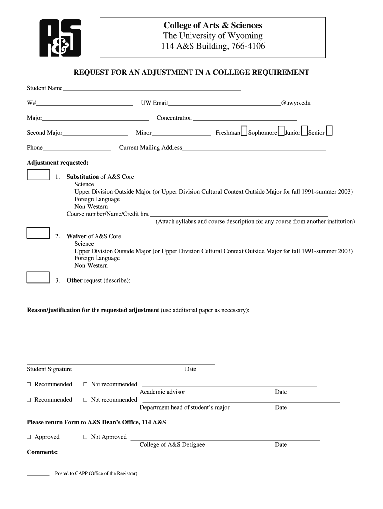 Fillable Online Request for Adjustment in College Requirement Fax Email Print - pdfFiller