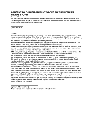 Fillable Online xavier Consent to publish student works on the internet ...