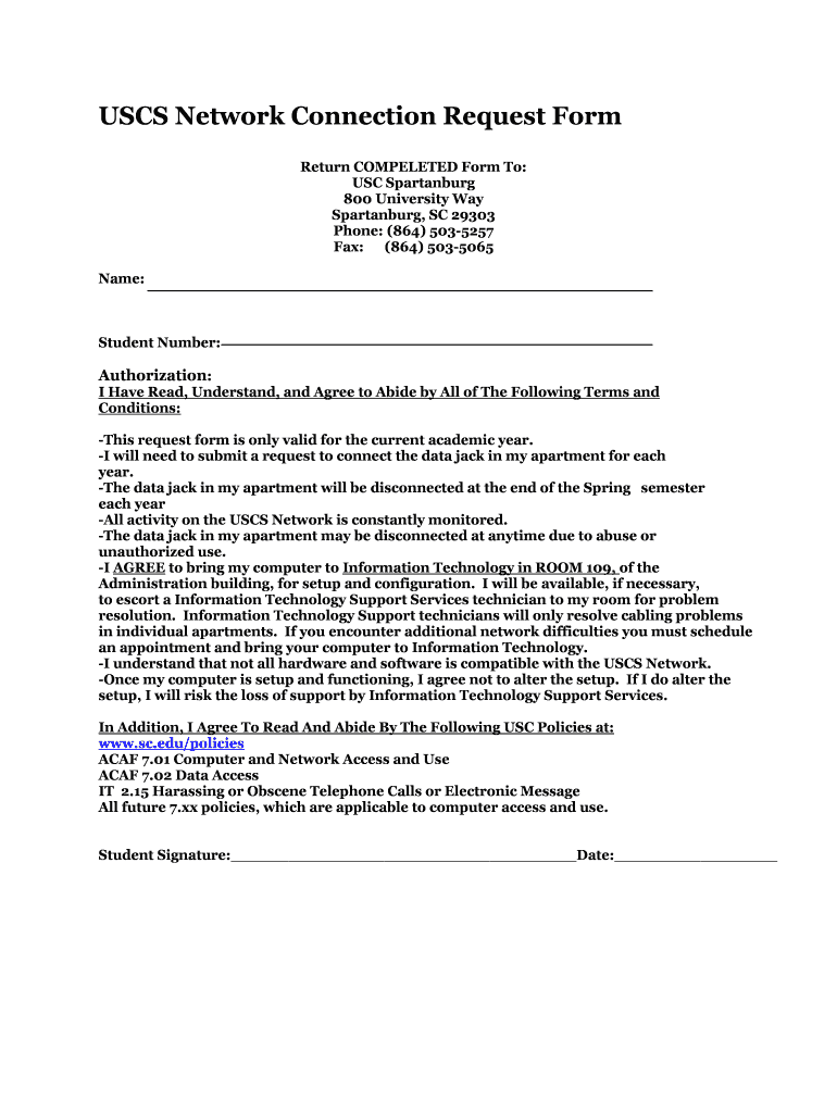 Fillable Online Network Connection Request Form Fax Email Print - pdfFiller