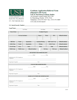 Fillable Online usfsp gar referral form Fax Email Print - pdfFiller
