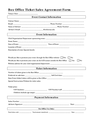 Fillable Online stthomas Box Office Ticket Sales Agreement Form ...